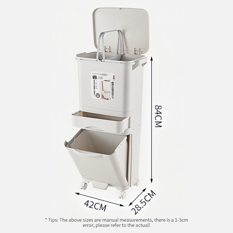 Home Use Large Kitchen Trash Bin with Lid, Automatic Double Layer for ...