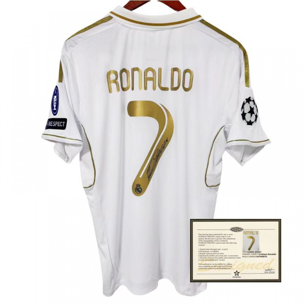 1112 Real Madrid Retro Signature Jersey golden border Ronaldo CR7 ...