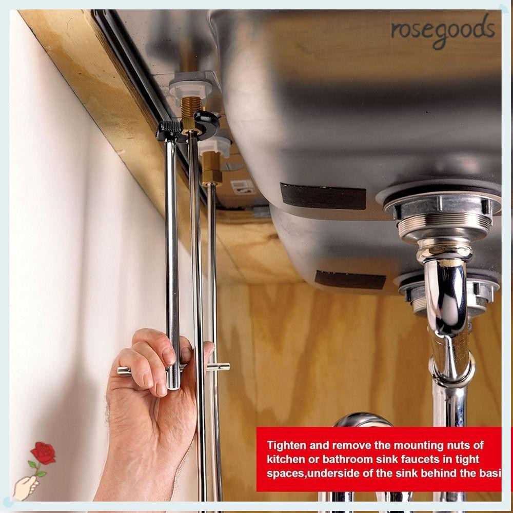 ROSEGOODS1 Basin Wrench, Carbon Steel Multi-functional Under Sink ...