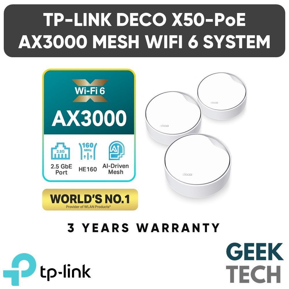 TP-Link Deco X50-PoE AX3000 Whole Home AI-Driven Mesh WiFi 6 System ...