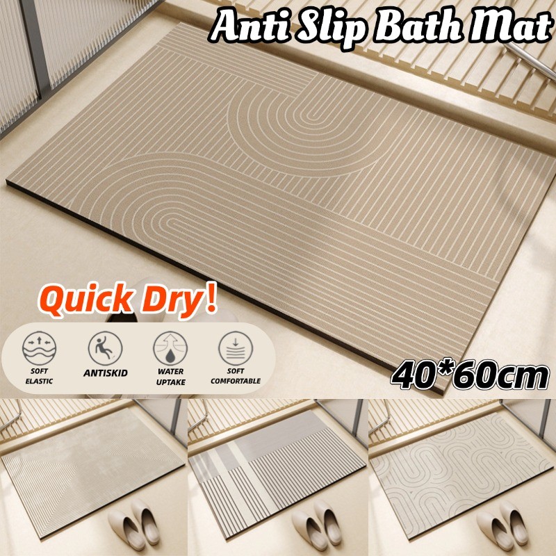 Bathroom Anti Slip Mat Diatomite Quick Dry Shower Rug Super Absorbent ...