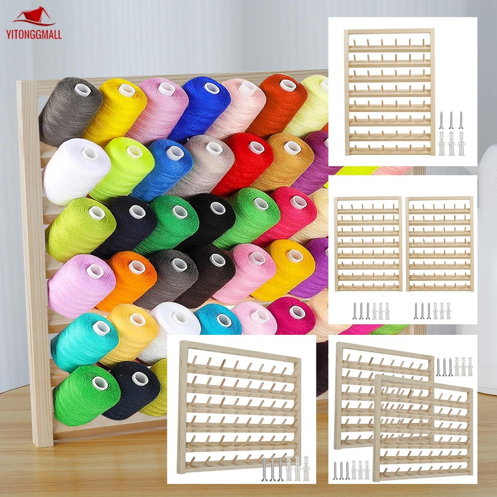 Wooden Thread Holder 48/54 Spool Wooden Thread Rack Wall Mounted Sewing ...