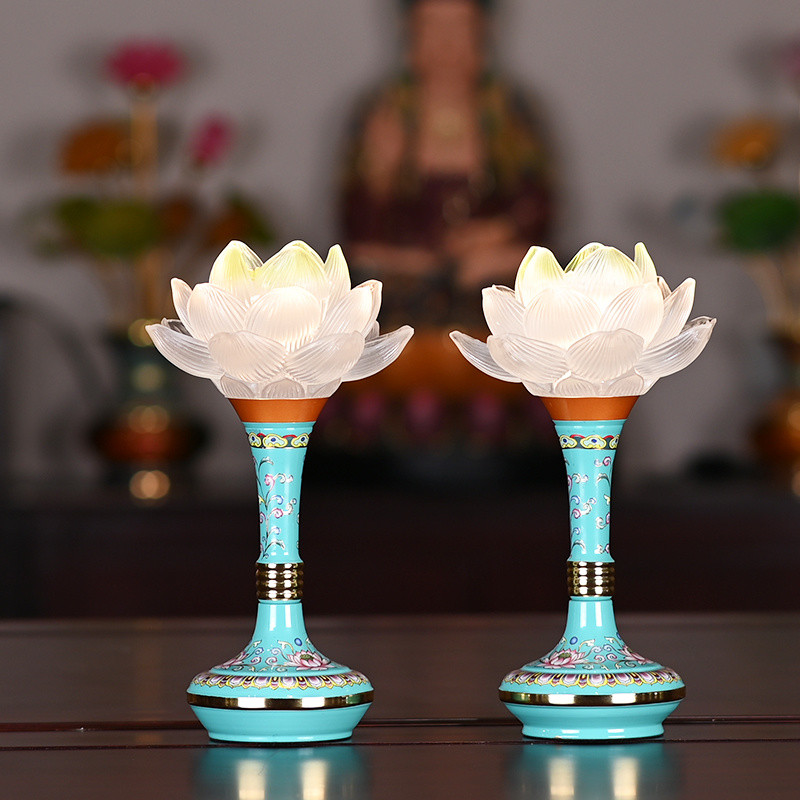 New Style Home Buddhist Altar LED Lotus Lamp Plug-in Eternal Light Home ...