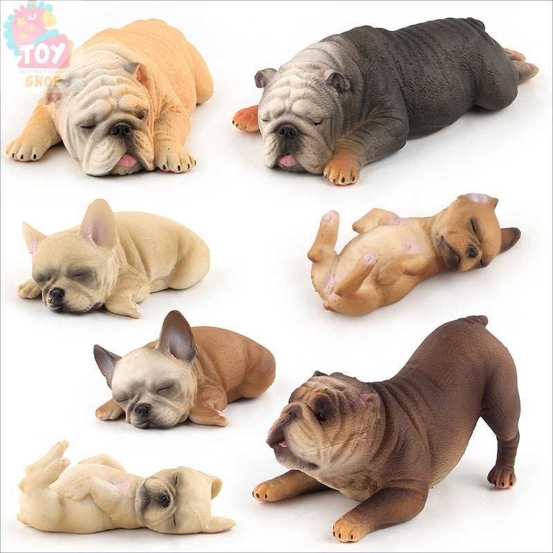 Children's Toys Simulation French Bulldog Animal Model Sleepy Lying ...