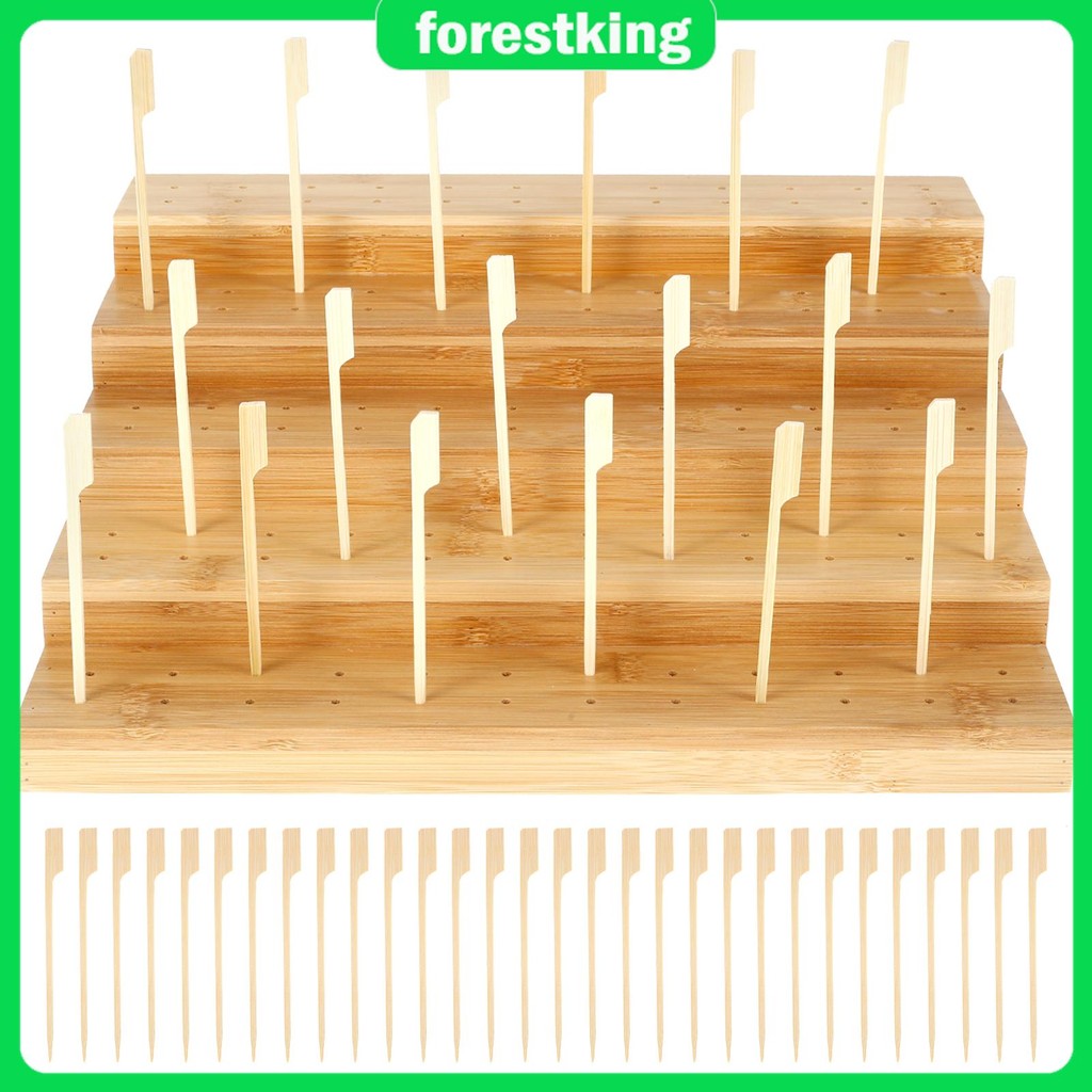 5 Tier Bamboo Party Food Display Rack with 120 Holes Enduring Appetizer ...