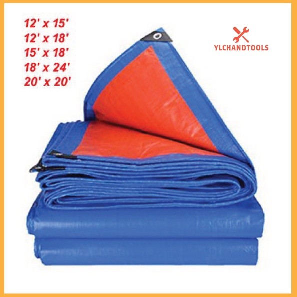 PE TARPAULIN CANVAS SHEET-BLUE/ORANGE ( LORRY CANVAS ) | Shopee Singapore