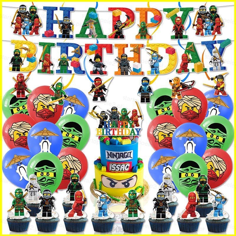 ST2 LEGO ninjago Theme birthday party decorations banner cake card ...