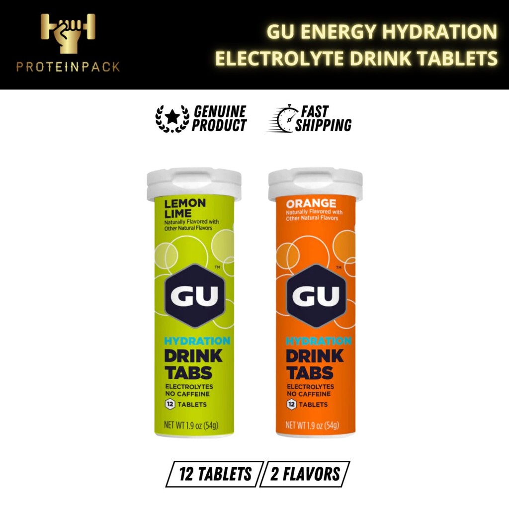 GU Energy Electrolyte Tablets - Naturally Flavored, Caffeine-Free ...