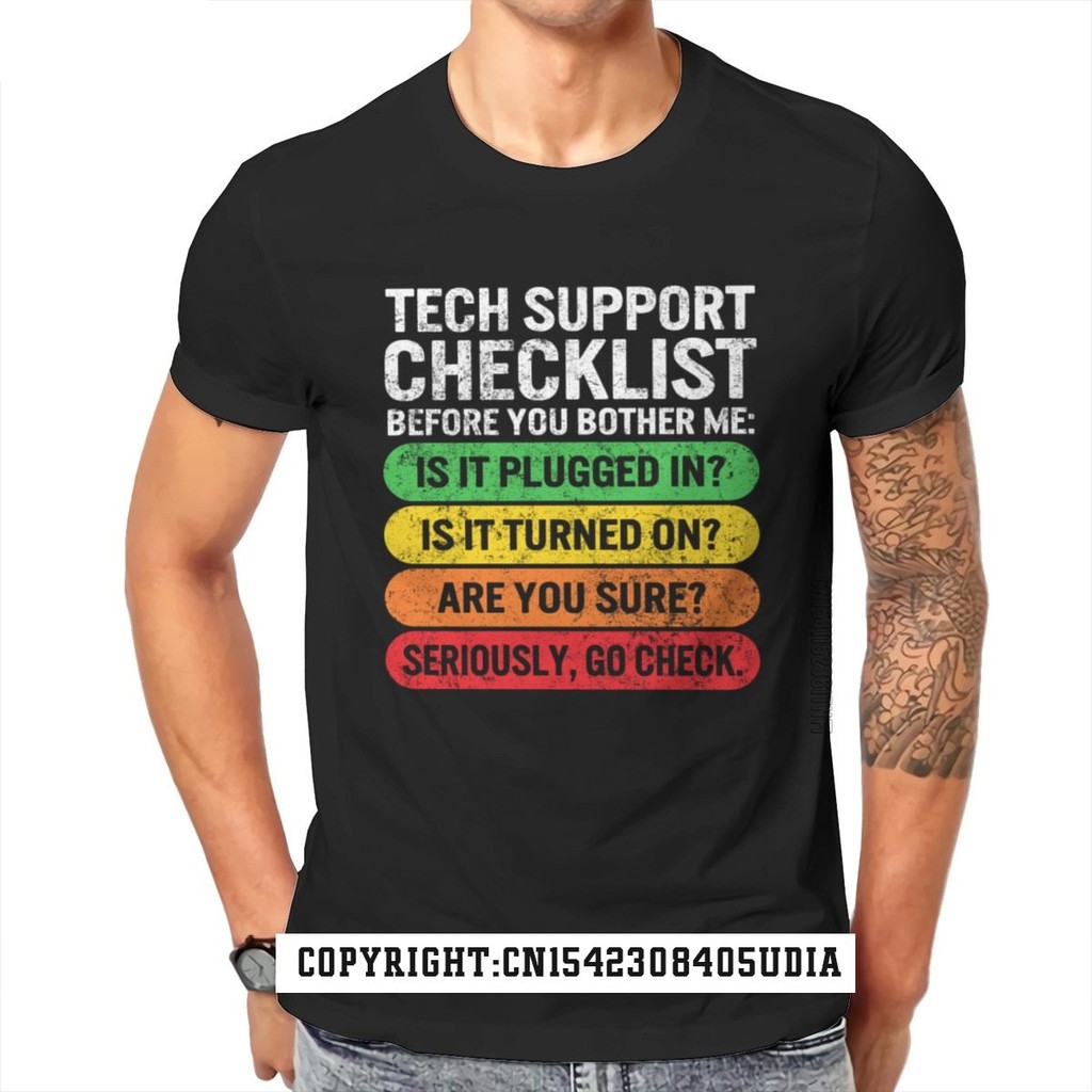 Funny Sysadmin Shirt, Tech Support Checklist Unisex Vintage Sport T ...