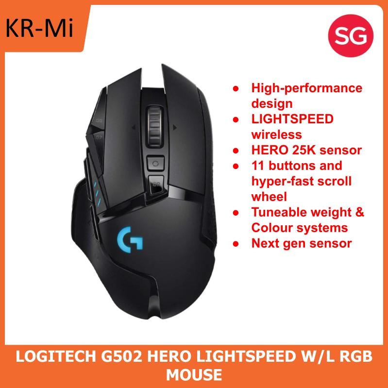 Logitech G502 LIGHTSPEED Wireless Gaming Mouse, HERO 25K Sensor, 25,600 ...