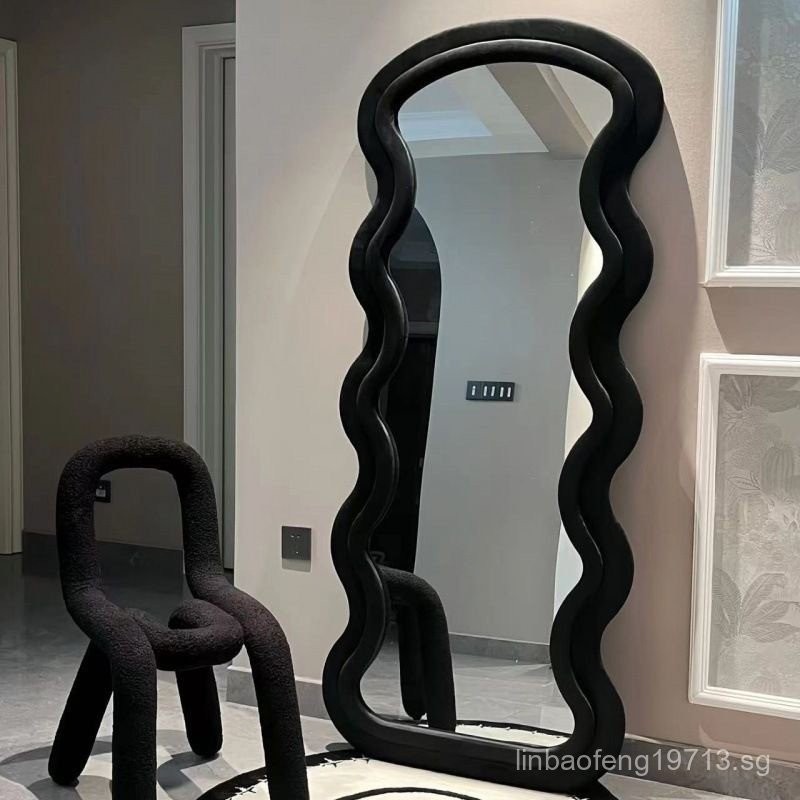 Cream Style Full Body Floor Mirror Subnet Red Wave Dressing Mirror ...