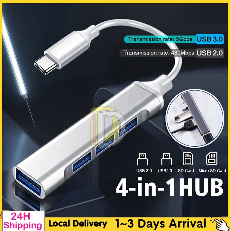 4 In 1 Type-C Hub USB Hub to USB High Speed USB Extender Portabe USB 3. ...