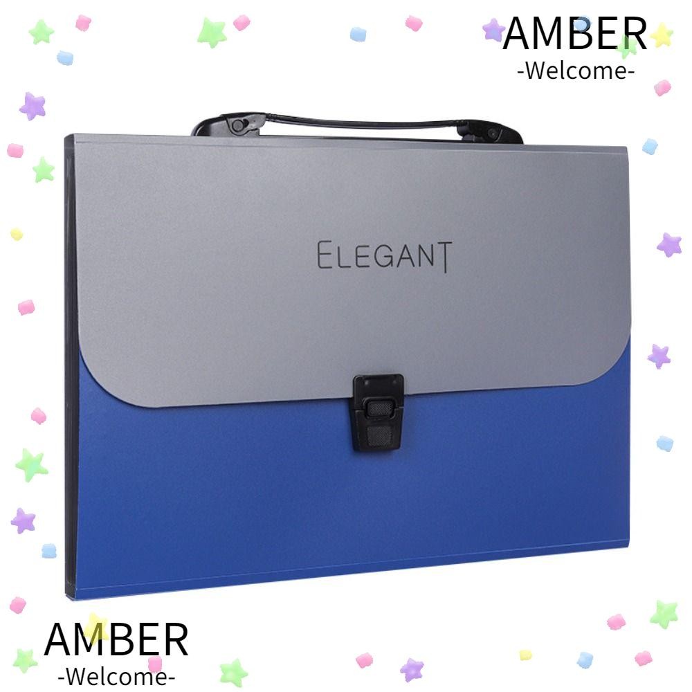 AMBER Expanding File Folder, A4 Plastic Storage Briefcase, Portable 13 ...
