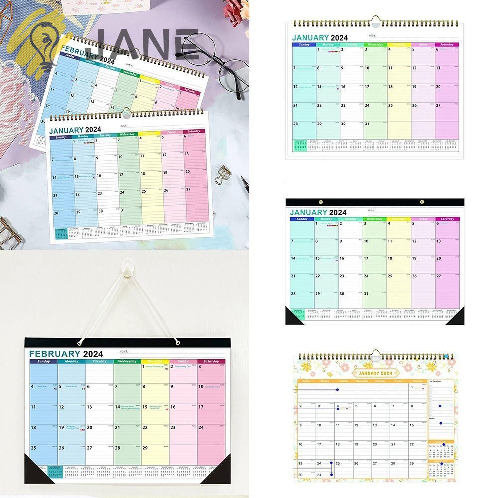 JANE Wall Calendar, 18 Months Schedule Paper English Wall Calendar ...