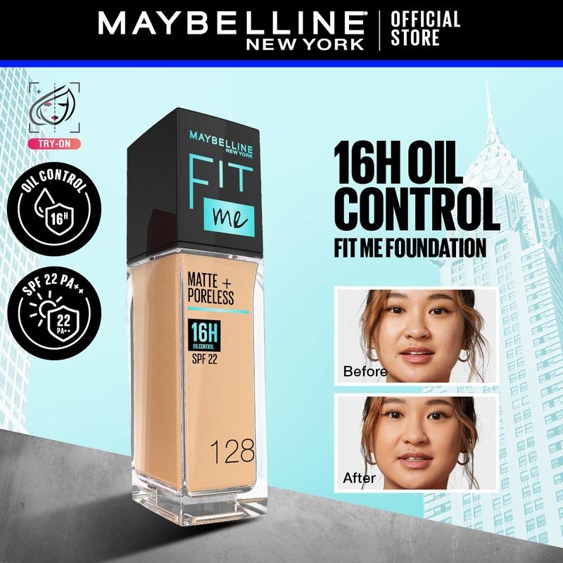 Maybelline Fit Me Matte Poreless Liquid Foundation SPF 22 Suitable For ...