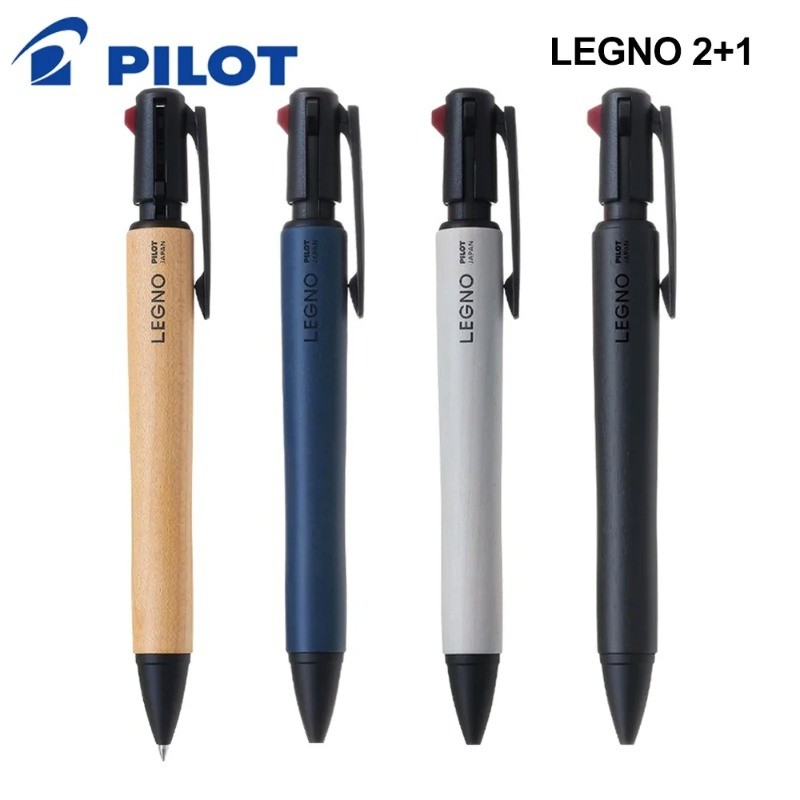 Japan Pilot Multifunction Pen Wooden Rod Oil Ballpoint Pens Mechanical Pencil LEGNO 2+1 Black ...