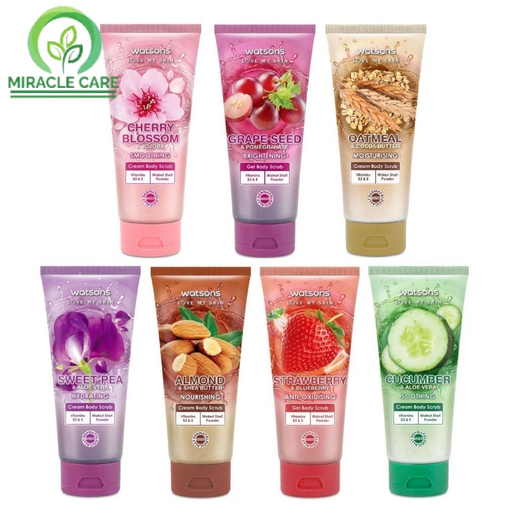 Watsons Watson Love My Skin Cream / Gel Body Scrub 200g | Shopee Singapore