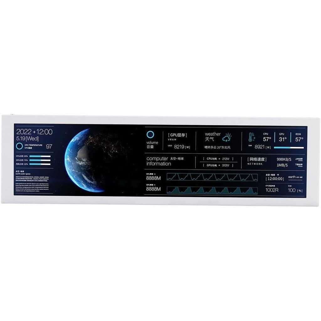 EDIY 8.8 Inch Computer Secondary Screen PC Temperature Display with ...