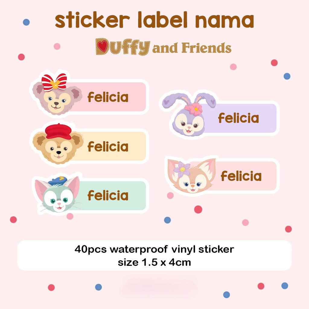Personalised Name Stickers Waterproof Stickers | Disney Duffy Children ...