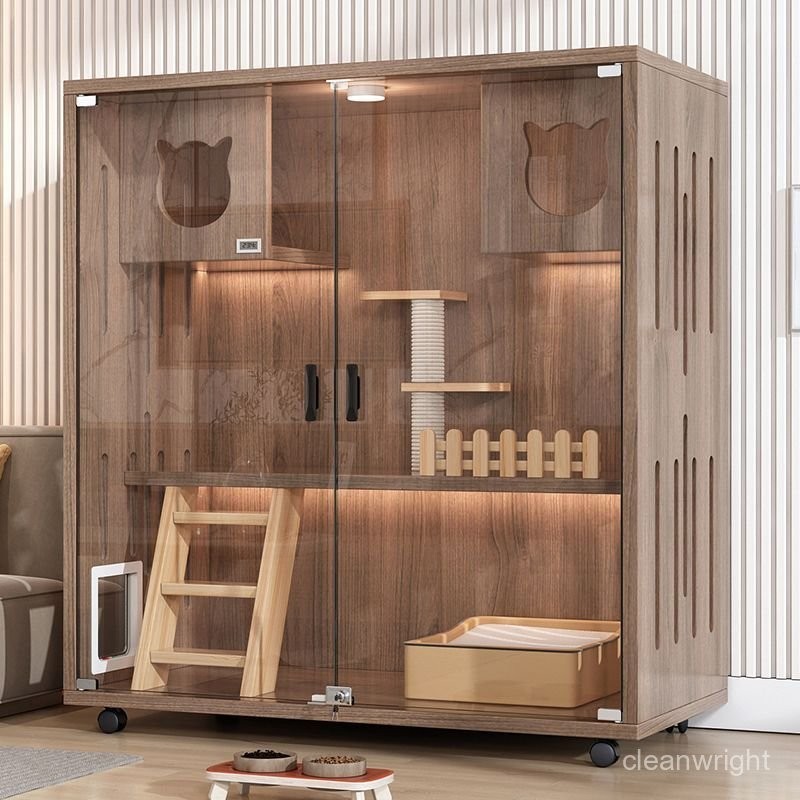 Cat Villa Solid Wood Large Space Luxury Cat Cage Cattery Cat House Home Indoor Cat House Cat ...