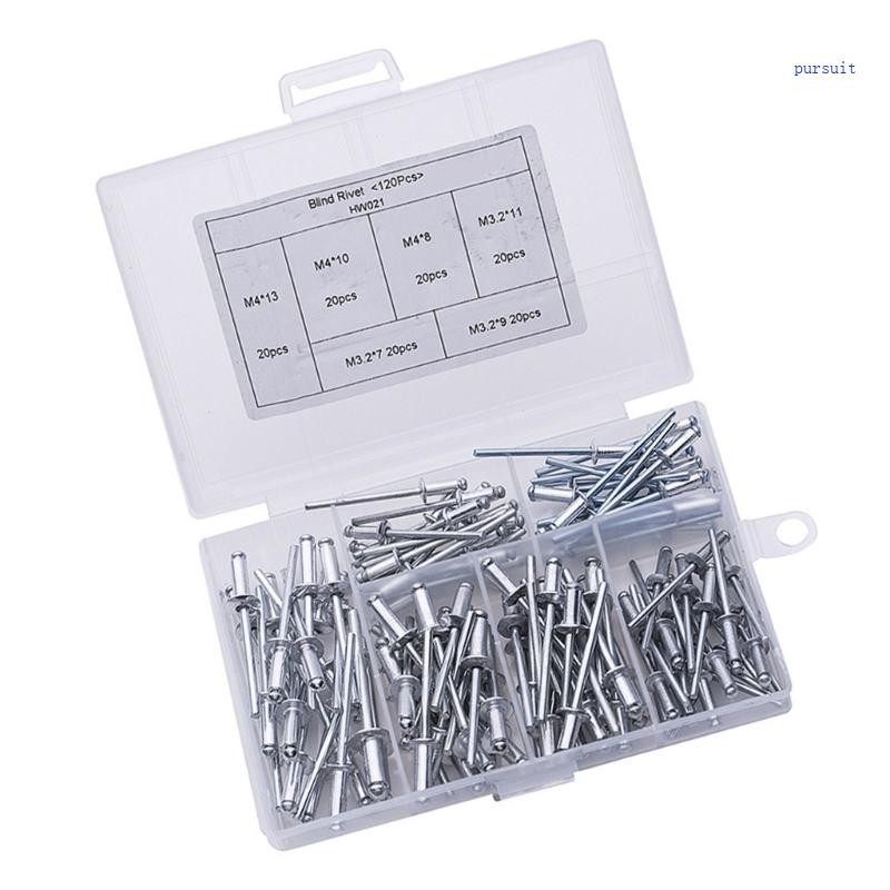 【SUIT*】 120pcs Aluminum Rivets Set Blind Rivets Heavy Duty Rivets ...