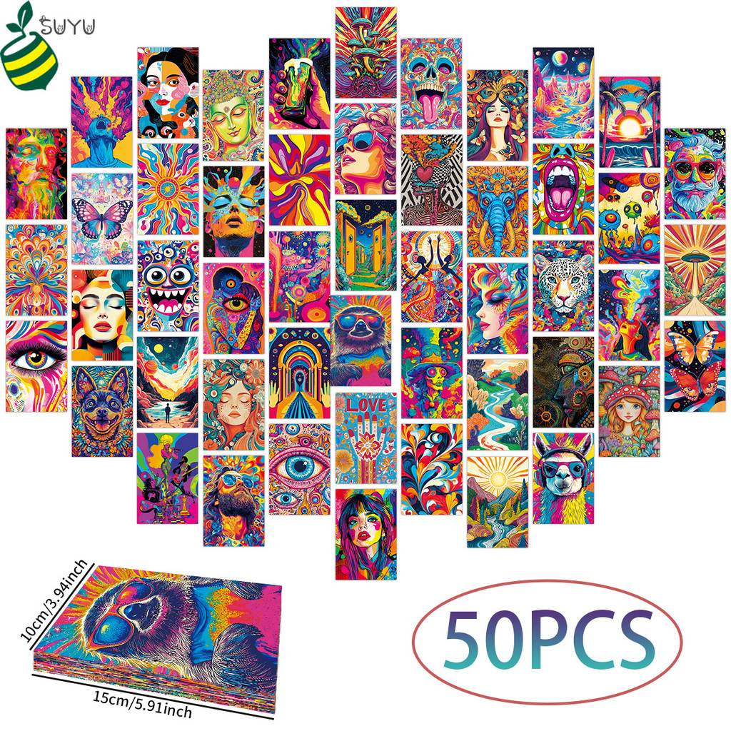 50PCS Hippie Trippy Drippy Aesthetic Pictures Wall Collage Kit for ...