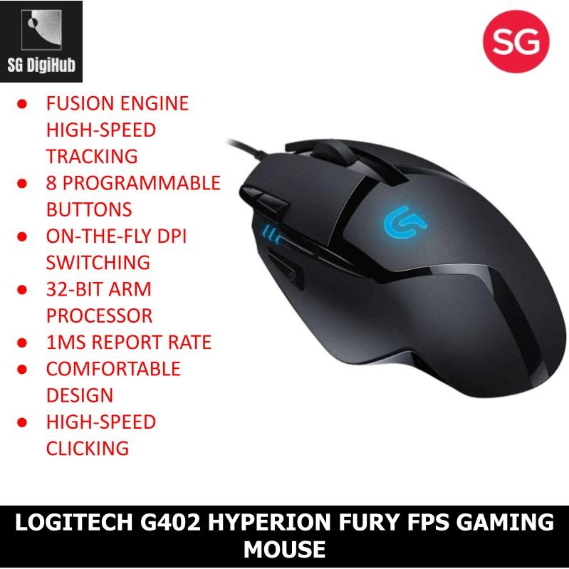 Logitech G402 Hyperion Fury FPS Wired Gaming Mouse, 500 IPS, 8 ...