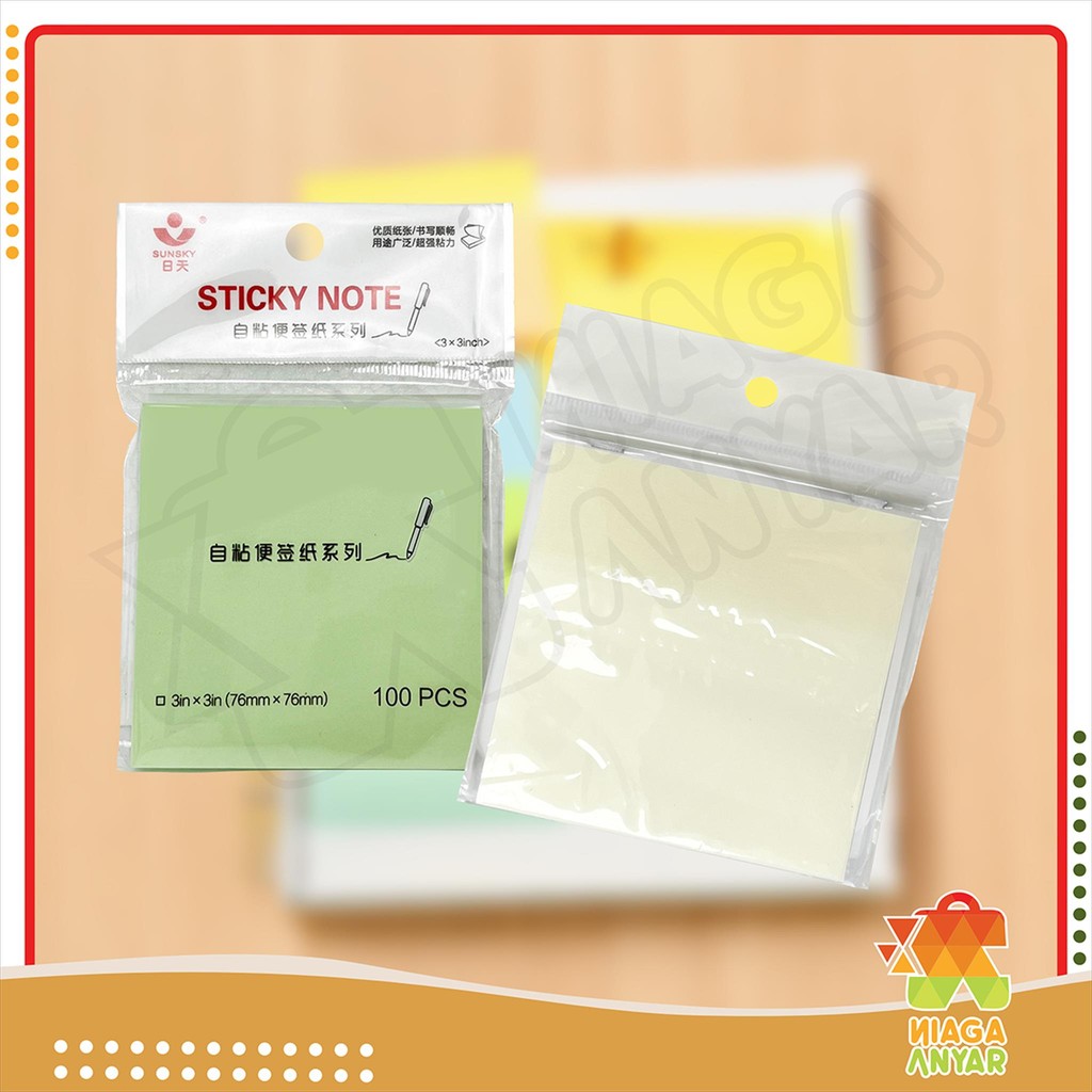 Nas Sticky Notes Plain Transparent Pastel Colors 50 100 Sheets / Memo ...