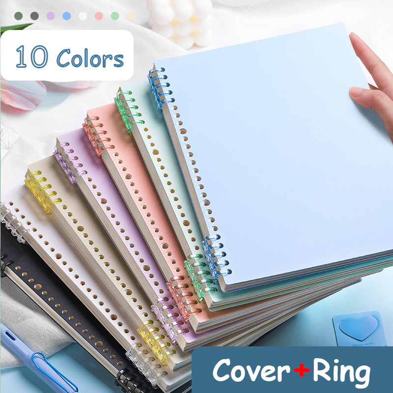 (SG) 2 Cover + 2 Rings A4 A5 B5 Loose-leaf Book Cover Colorful Binder Coil Ring Transparent PP ...