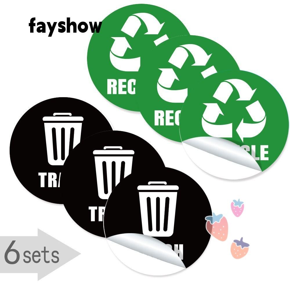 FAY 6 Pcs Trash Bin Classification Sticker Recycling Vinyl Trash Can ...
