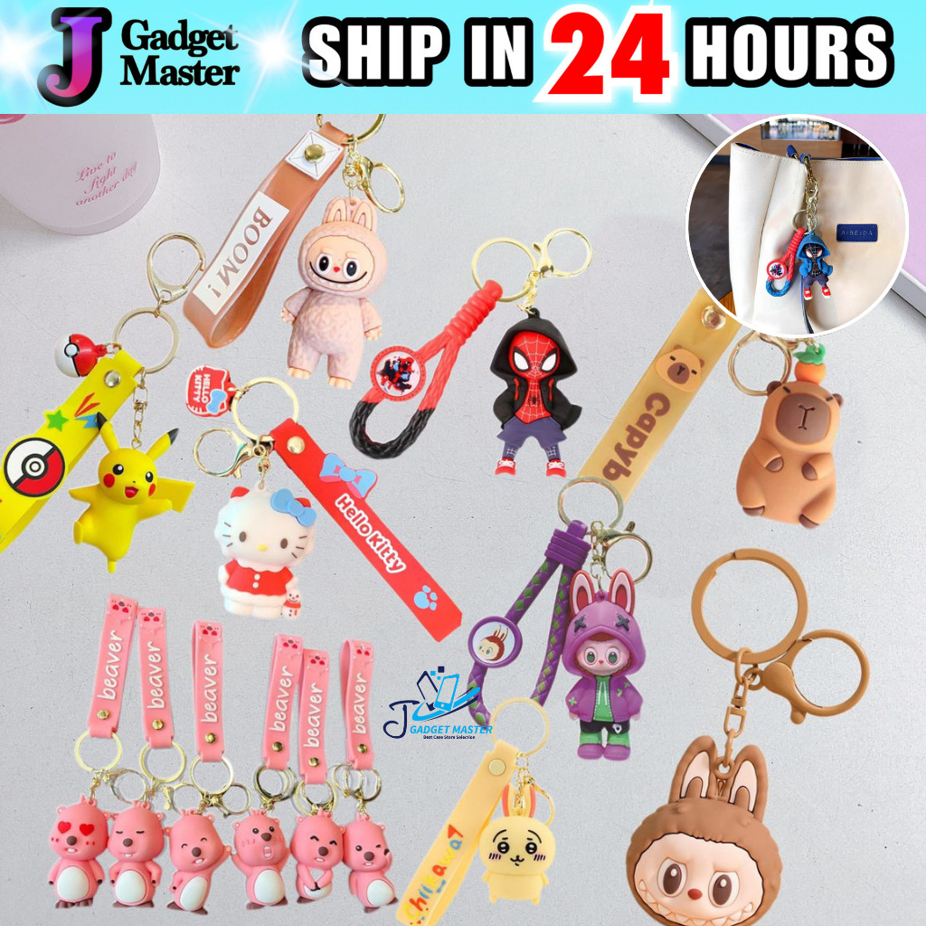 Keychain phone bag labubu capybara loopy spiderman kitty pokemon ...