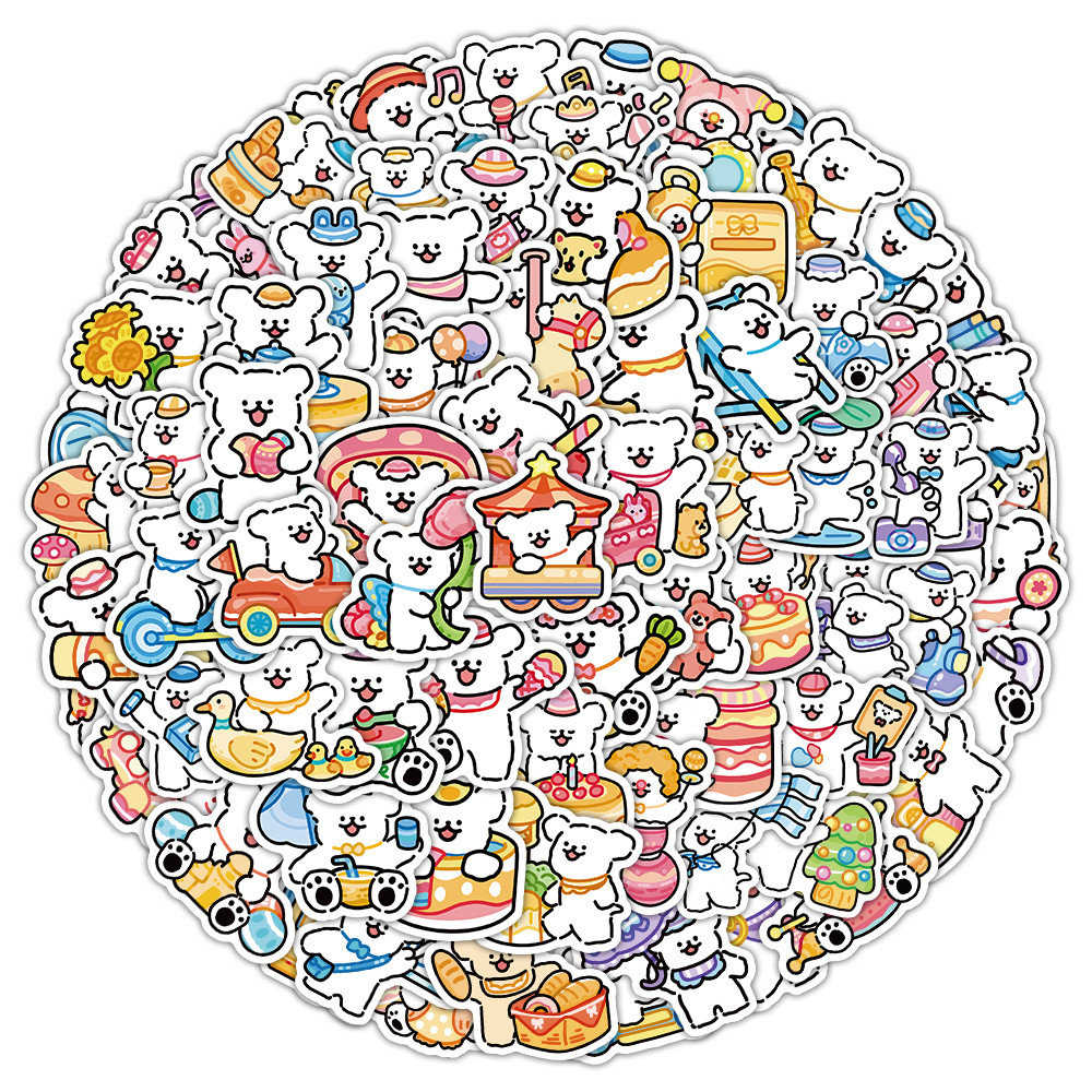 100PCS Cute Cartoon Line Puppy Maltese Graffiti Stickers for Bicycle ...