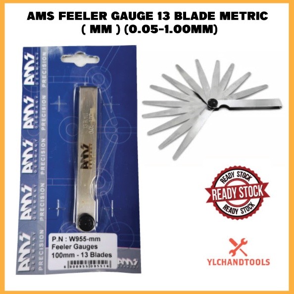 AMS FEELER GAUGE 13 BLADE METRIC ( MM ) (0.05-1.00MM) | Shopee Singapore