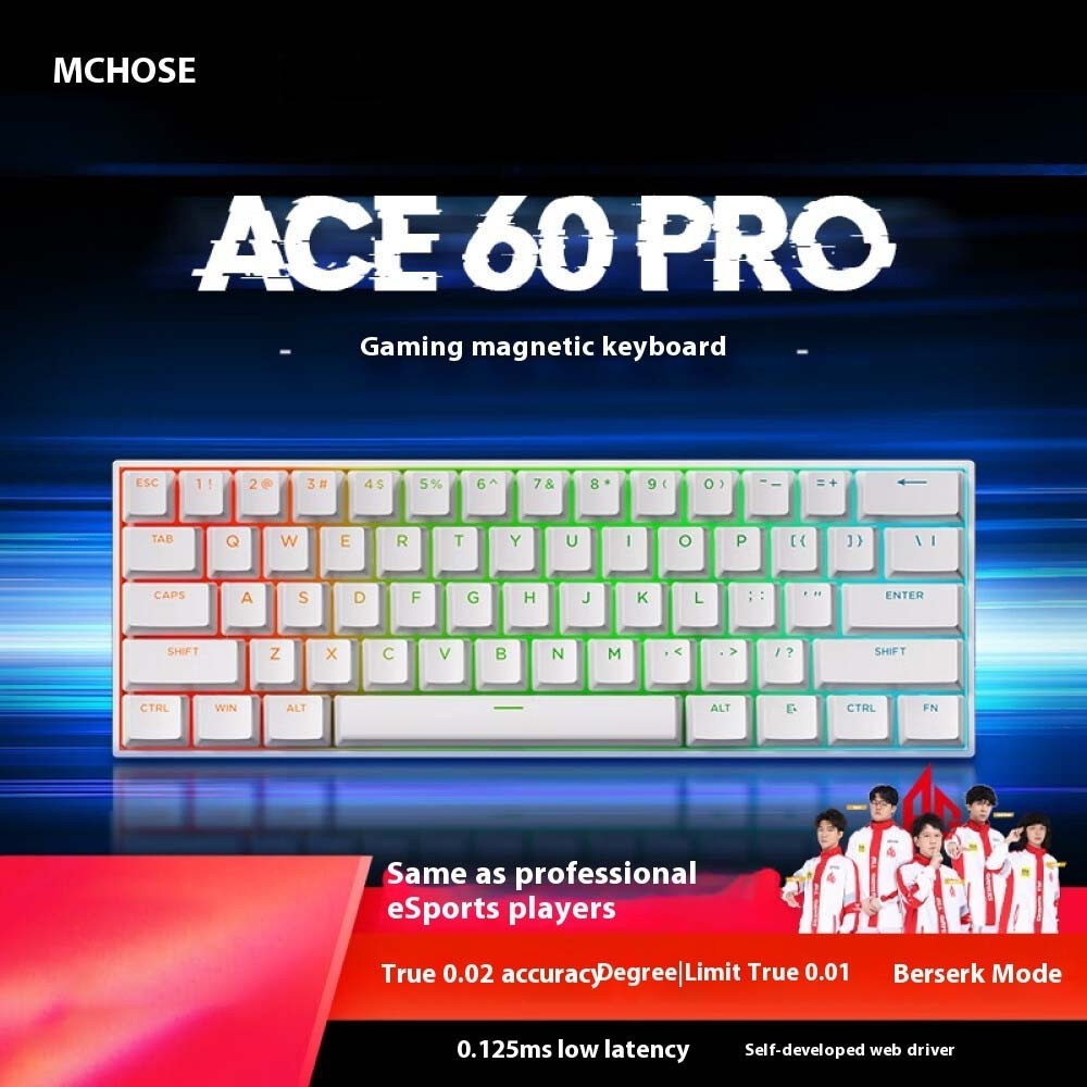 MCHOSE Ace60Pro wired magnetic axis keyboard, customized Hall sensor, 8K return rate, RT0.01mm ...