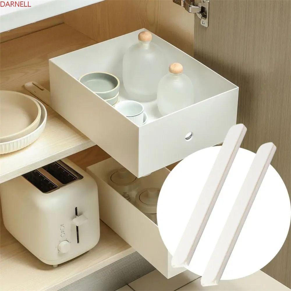 DARNELL 2Pcs Drawer Slides Strips, Retractable Adhesive Basket Slide ...