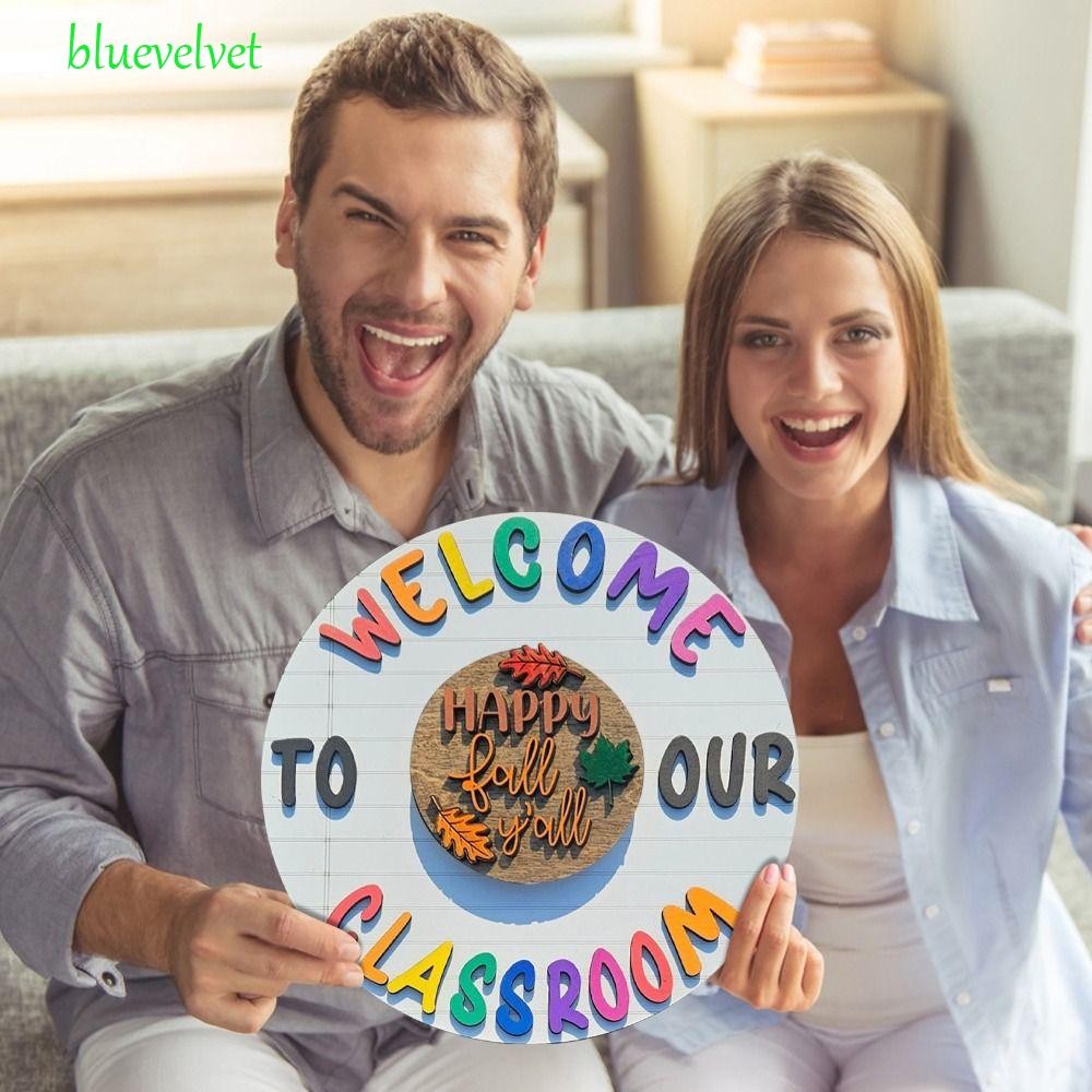 BLUEVELVET Welcome To Our Classroom Sign, Cartoon Wooden Welcome Door ...