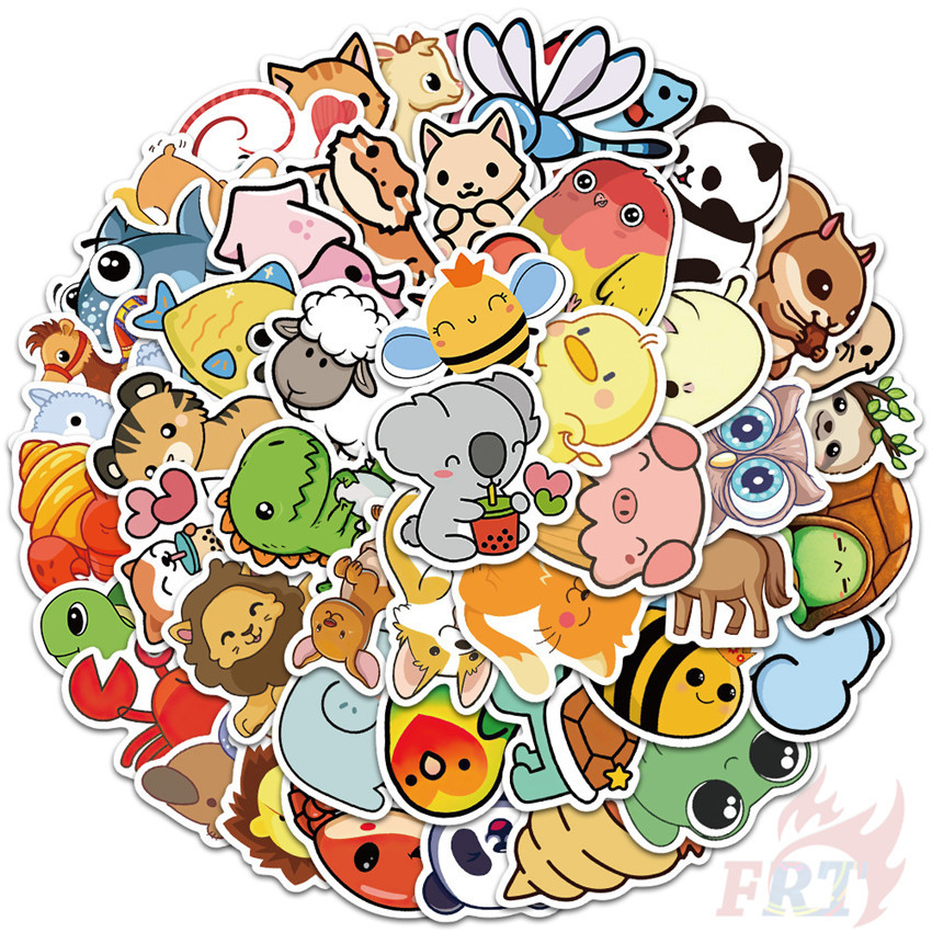 50Pcs/Set Q Funny Cartoon Animal Series 04 Kids Reward Stickers DIY ...