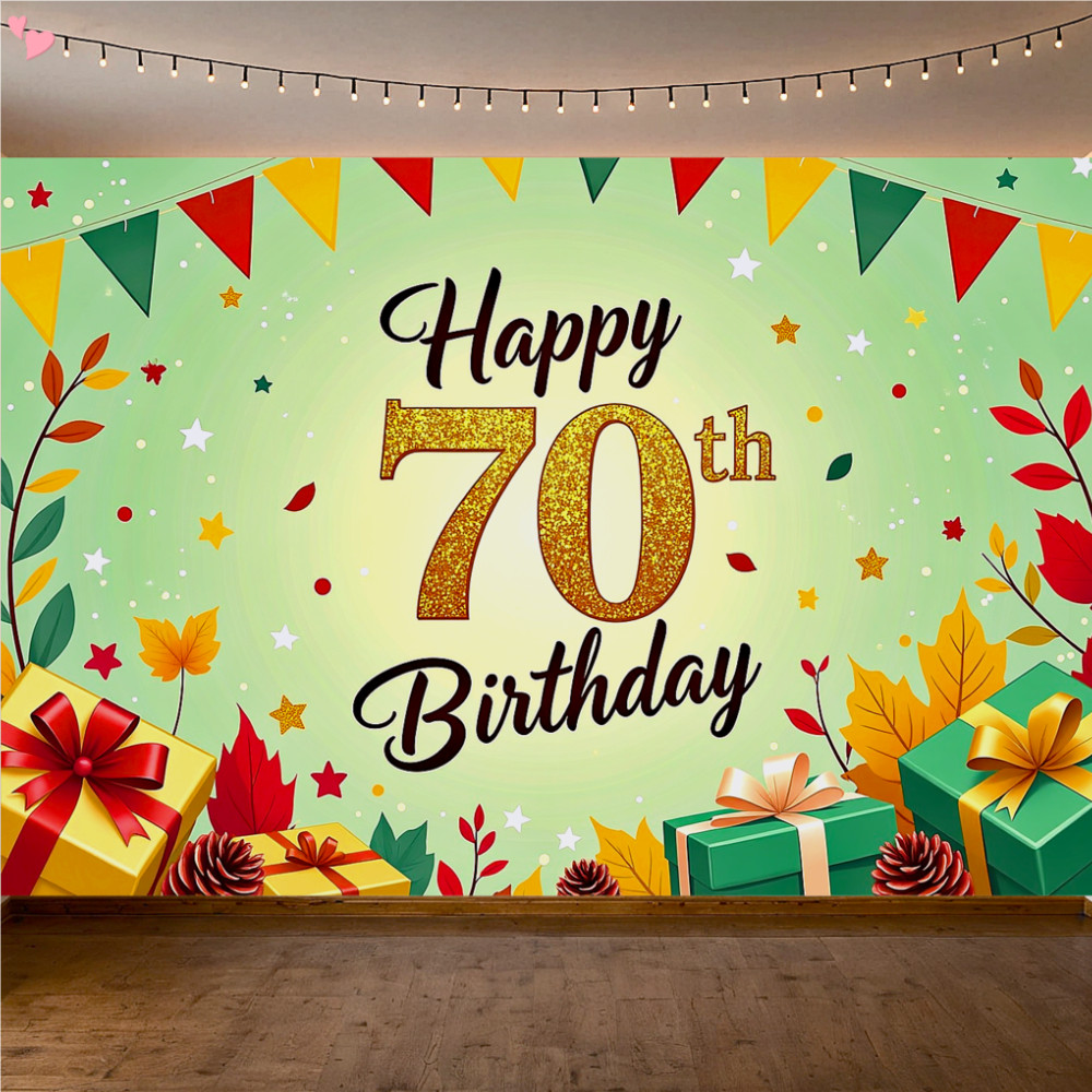 Happy 70th Birthday Party Banner Durable Fabric Birthday Decoration ...