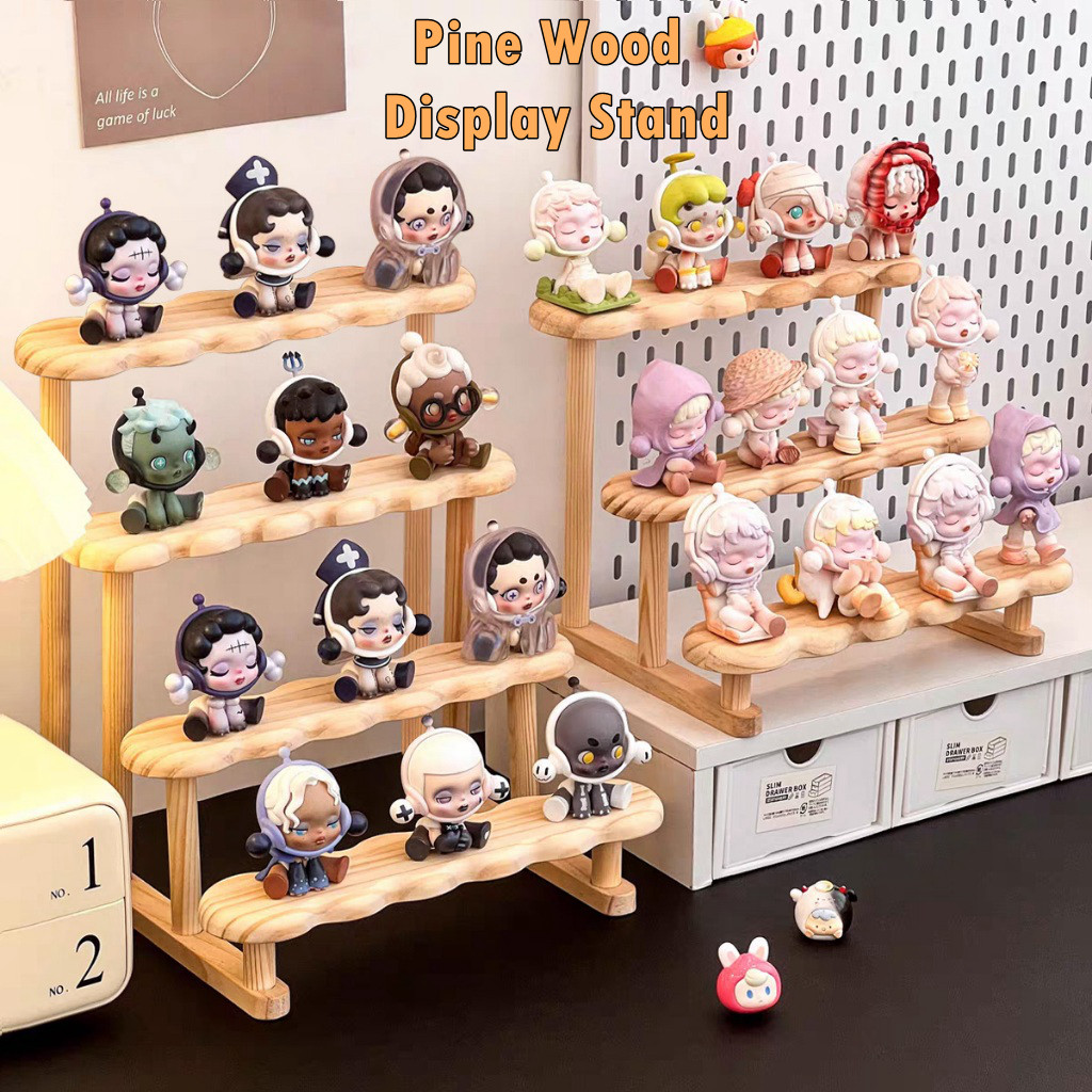 Wood Figurine Display Stand Shelf Wooden Display Rack Riser Shelf for ...