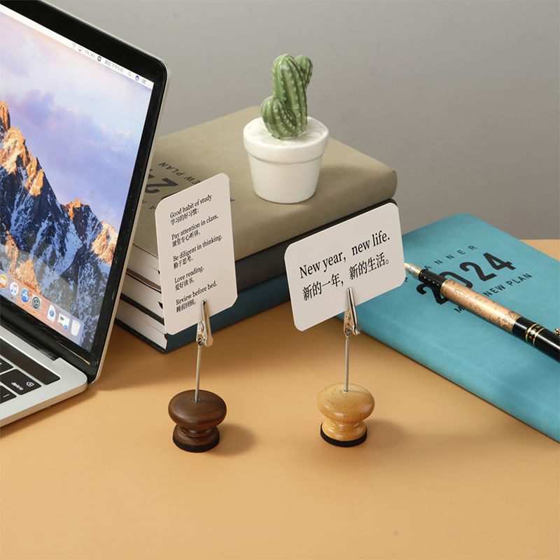 Wooden Desktop Vertical Note Holder Walnut Beech Label Holder Price Tag ...