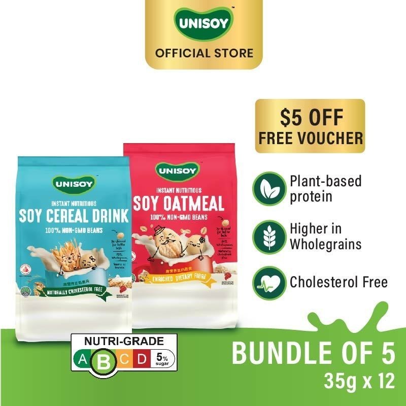 Bundle 5 UNISOY Instant Nutritious Soy Oatmeal | Soy Cereal Drink ...
