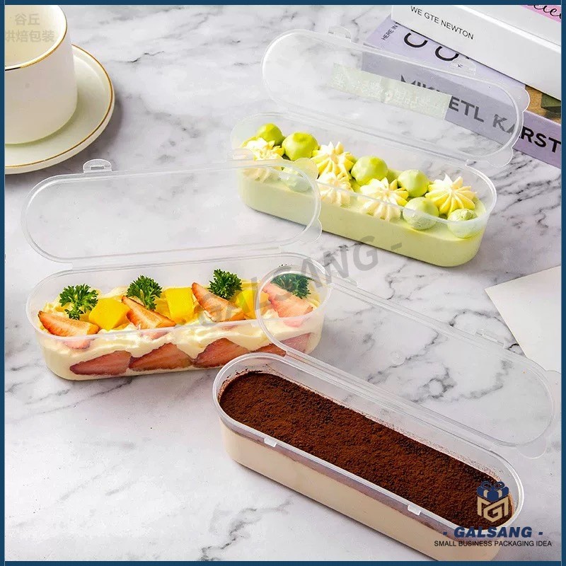 [10pcs/pack] 250ml Long-shape Transparent Clamshell Dessert Box ...