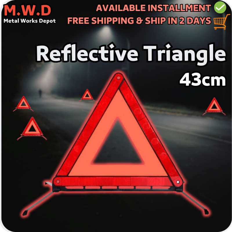 Safety Reflective Warning Triangle Kit Sign Foldable Car Vehicle ...