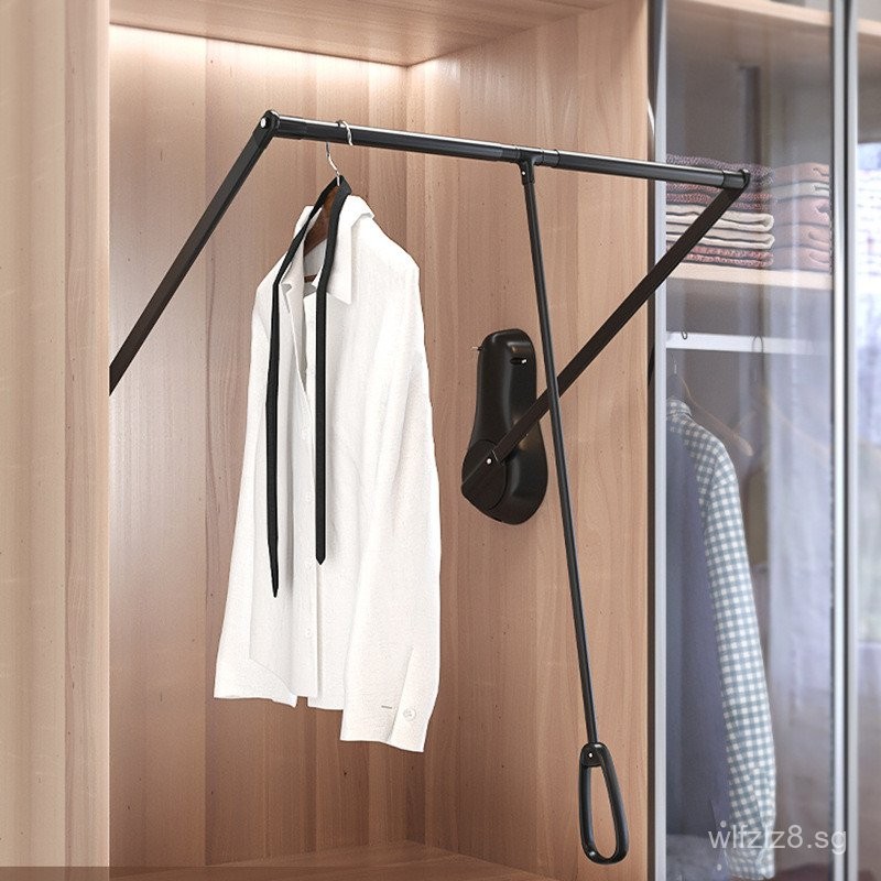 Drop-down Clothes Hanging Rod Wardrobe Lifting Clothes Pole Clothes ...