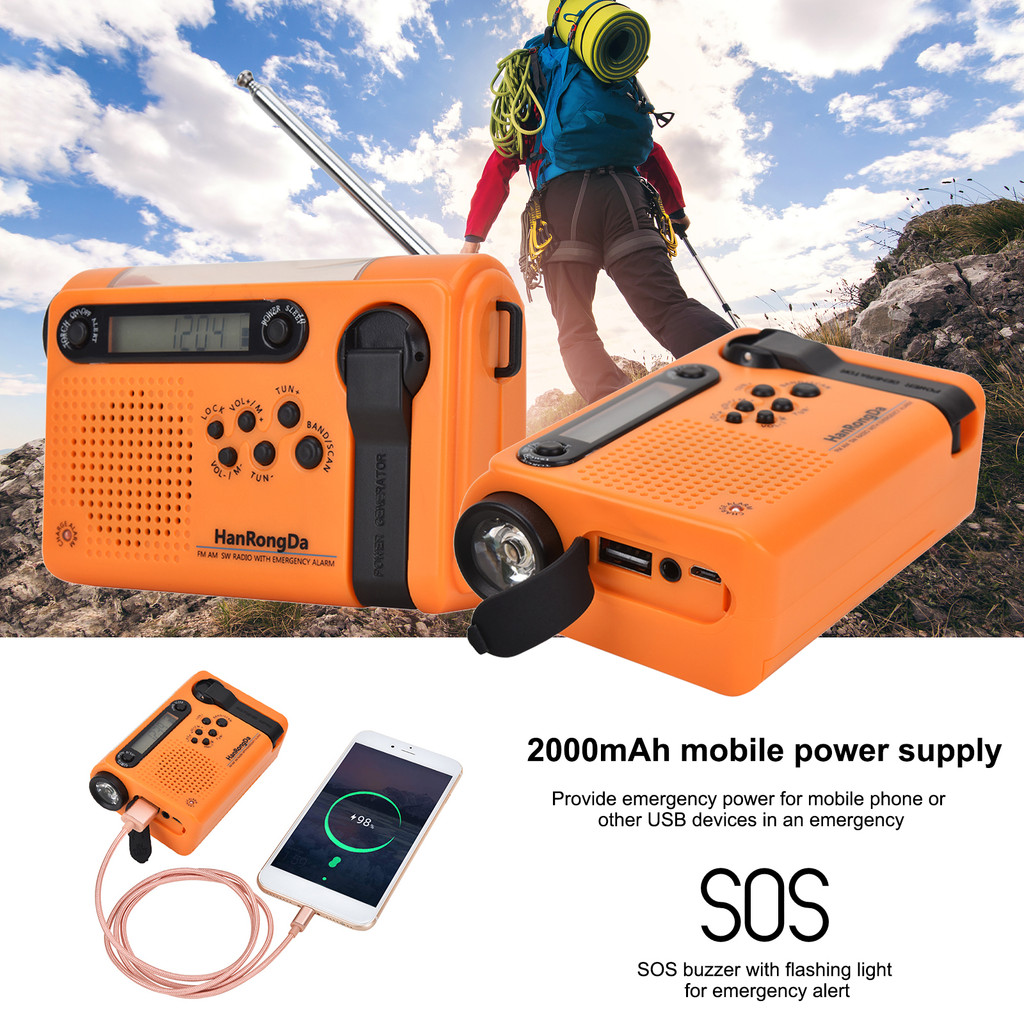 Multifunctional Outdoor Emergency Radio Portable AM FM SW Radio Solar ...