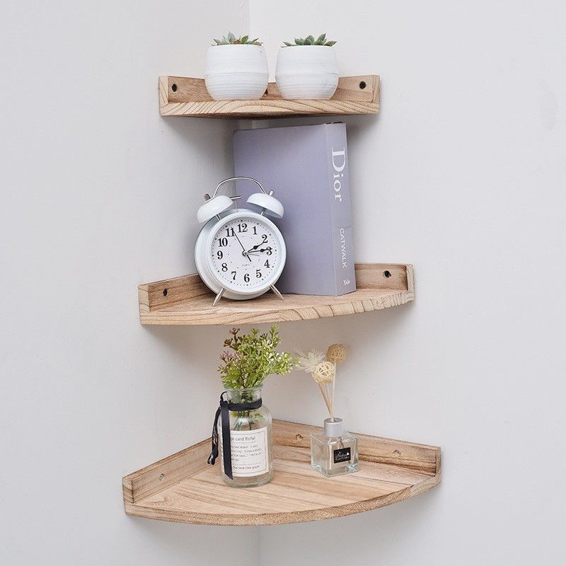 Corner Shelf Wall Corner Solid Wood Wall Living Room Fan-shaped ...