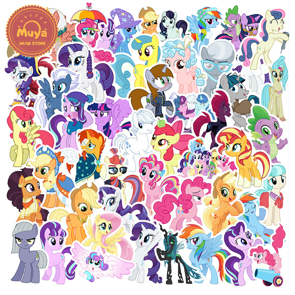 MUYA 50pcs My Little Pony Stickers Waterproof Vinyl Decals Cute Rainbow ...