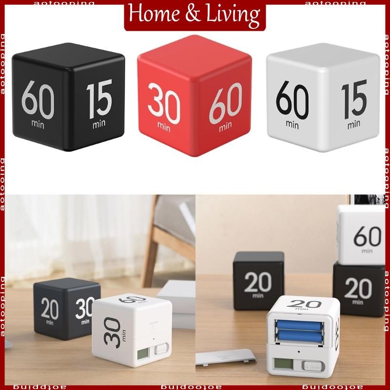AOTO LED Light Alarm Timer Countdown Alarm Cubes Shaped Timer Time ...