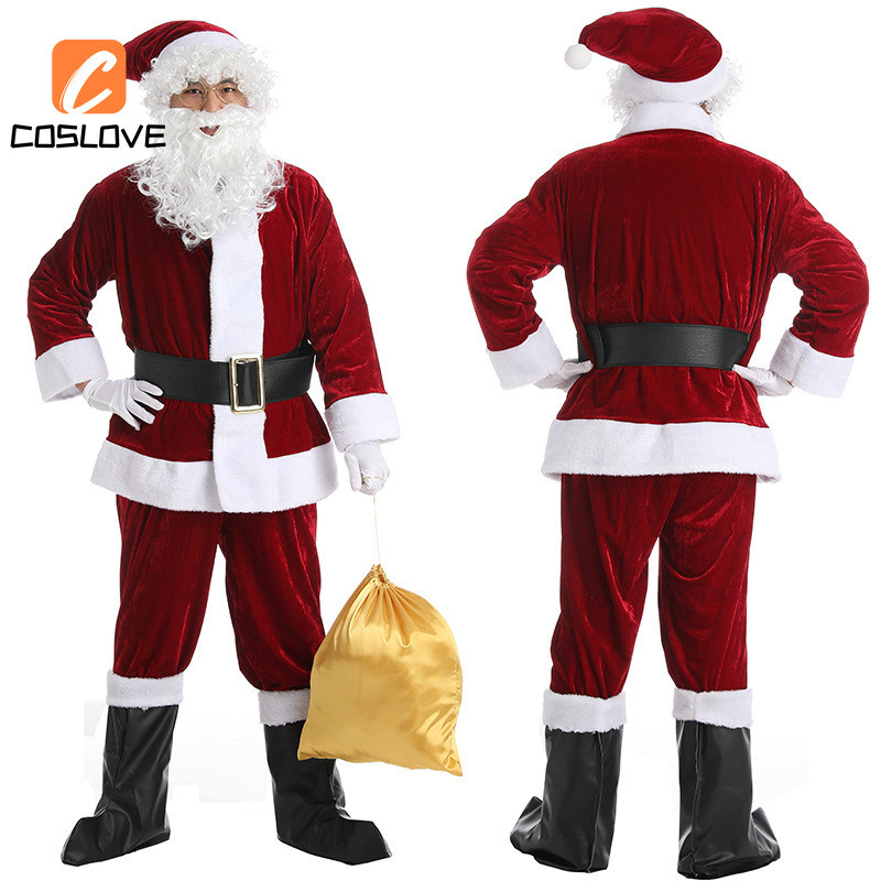 Classic Christmas Santa Claus Cosplay Clothing Full Set Costume Suit ...