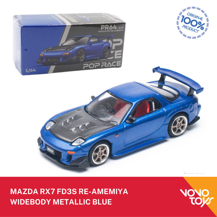 Poprace X XCARTOYS 1/64 Mazda RX7 FD3S RE-Amiya Widebody Metallic Blue ...